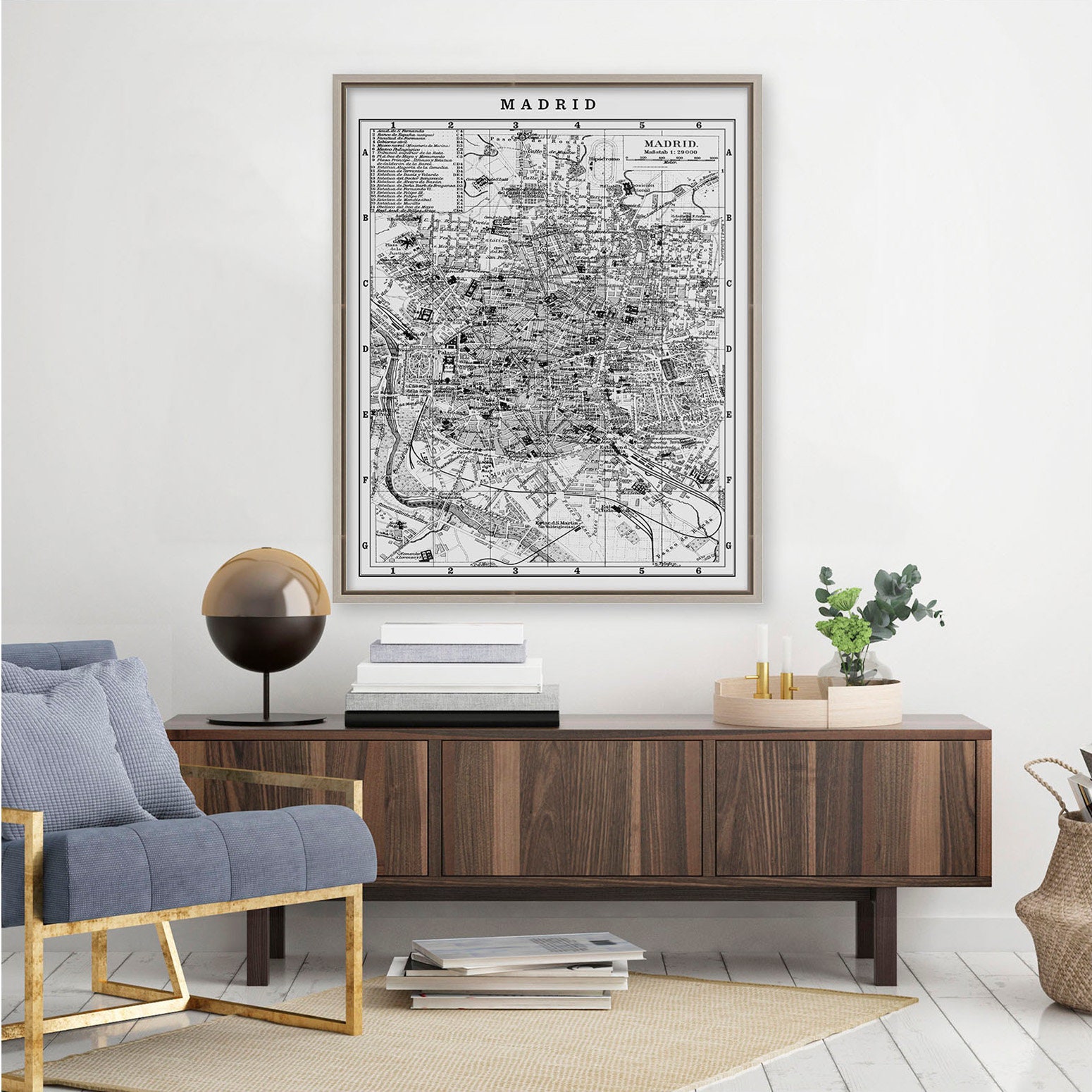 Vintage Madrid City Map Print: 1900s Spain Street Plan - Etsy