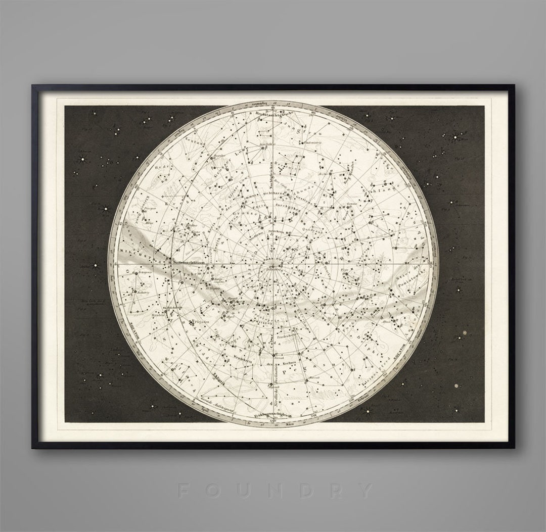 19th Century Constellation Map Print: Vintage Celestial Chart - Etsy