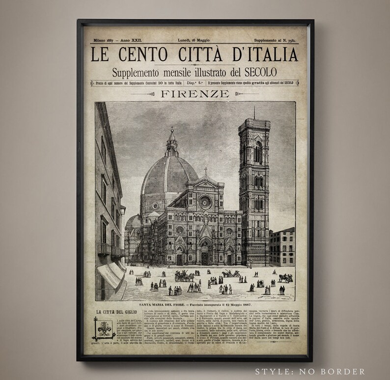 Vintage Italian Newspaper Firenze Full Cover Circa 1887 Old | Etsy