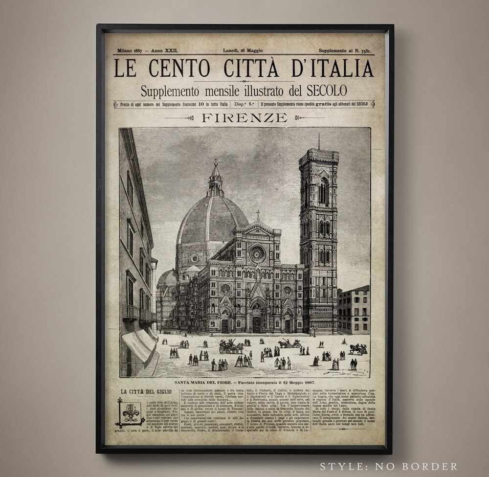 Vintage Italian Newspaper Firenze Full Cover Circa 1887 Old | Etsy