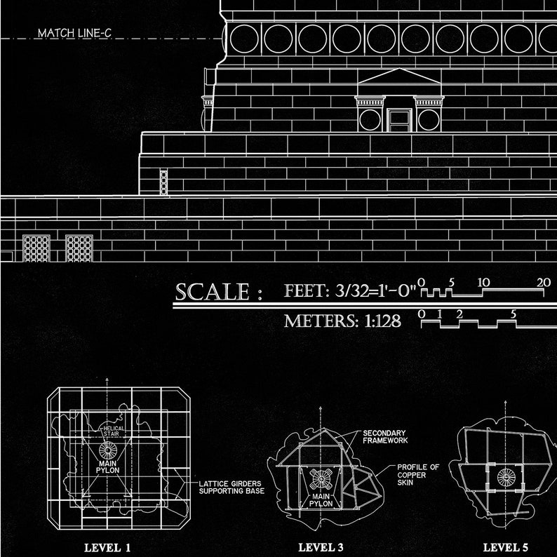 Statue of Liberty NYC Blueprint Vintage Architecture Lady - Etsy.de