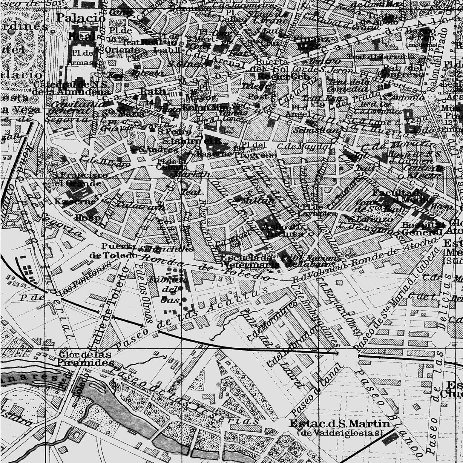 Vintage Madrid City Map Print: 1900s Spain Street Plan - Etsy