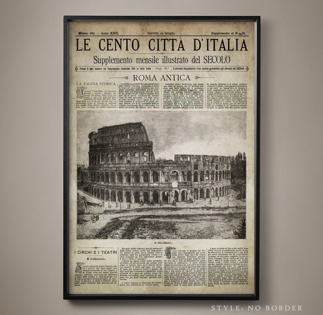 Vintage Roma Antica Colosseo Print: 1887 Italian Newspaper Art - Etsy ...
