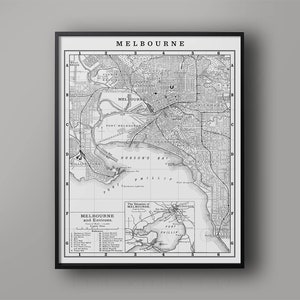 Vintage Melbourne Australia Map Print: Detailed City Street Map - Etsy