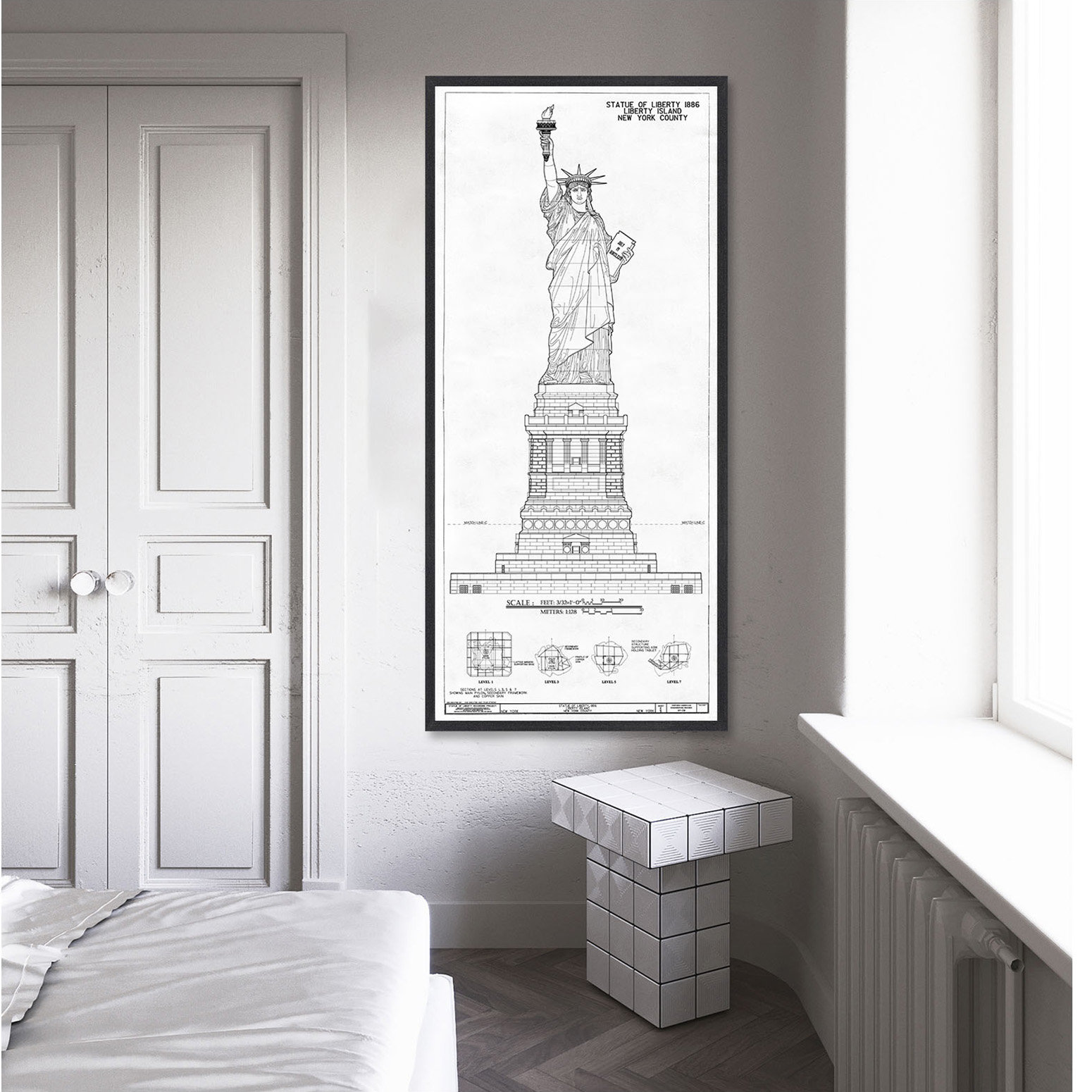 Statue of Liberty Blueprint Wall Art Vintage NYC Lady - Etsy
