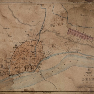 Delhi Map, Circa 1894 Delhi India Map, Vintage Map of Delhi, Haryana ...