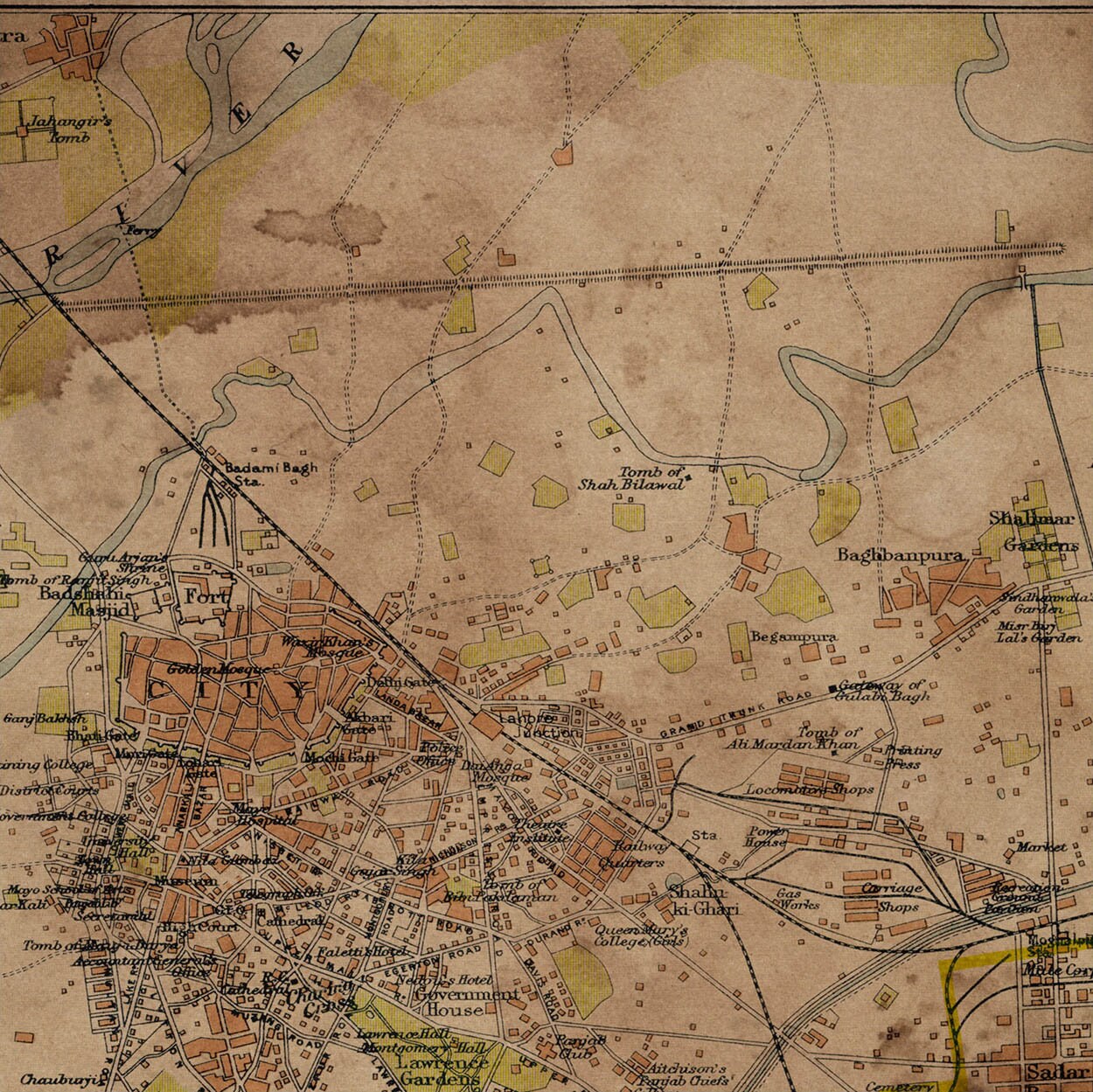 Vintage Lahore Map Print: Circa 1897 Punjab Province - Etsy UK