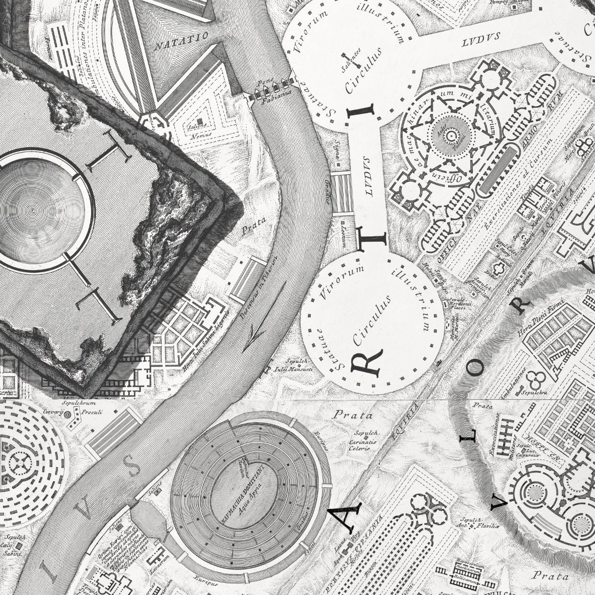 PIRANESI'S 1761 PLAN of ROME Italy Map of Rome Old - Etsy España