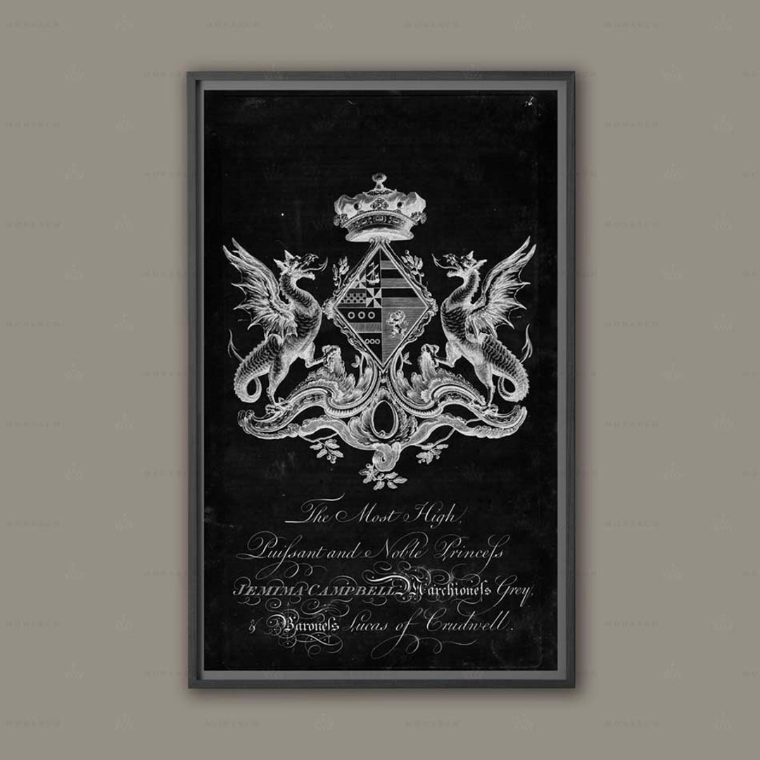 18th C. English Armorial Heraldry Print: Family Crest Engraving - Etsy