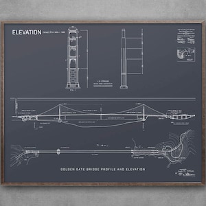 Golden Gate Bridge Blueprint, SF California, American Architecture ...