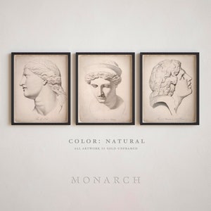 Set of Three ANCIENT GREEK STATUE Art - Set of Statue Drawings - Circa ...