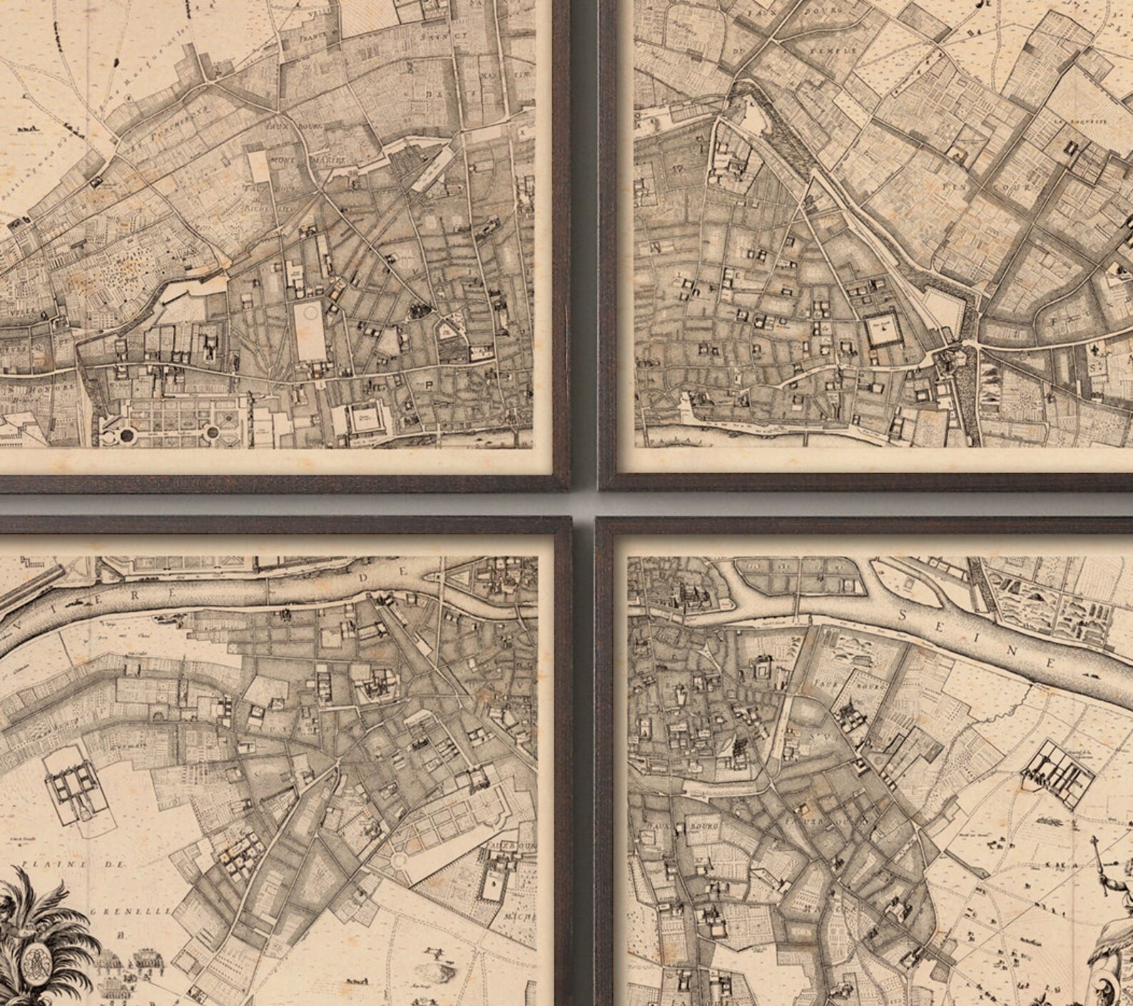 1672 PLAN DE PARIS Four Panel Map, Vintage Paris, Old Map, City Map ...