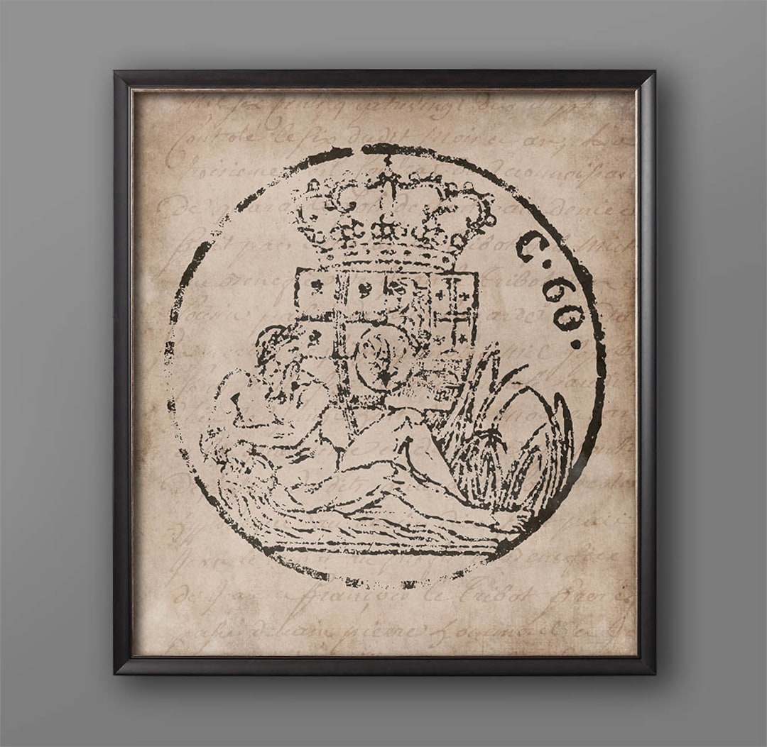 18th Century Heraldic Crest Print: Vintage European Document Seal - Etsy