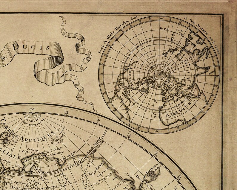 1720 World Map Print: Guillaume De L'isle, Sepia Tone Archival Paper - Etsy