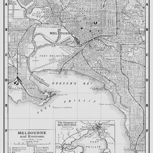 Vintage Melbourne Australia Map Print: Detailed City Street Map - Etsy
