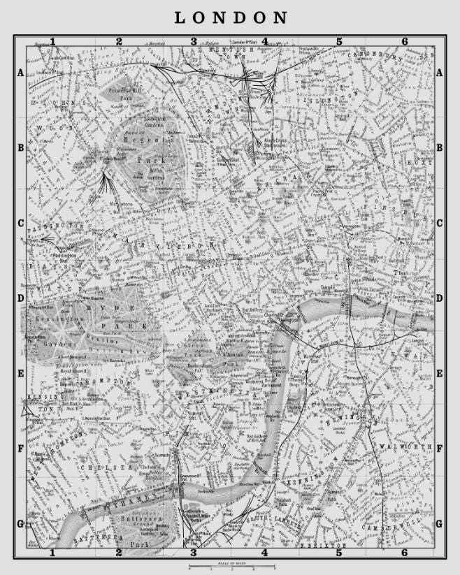 1900s London Map Print: Vintage Lithograph Art - Etsy