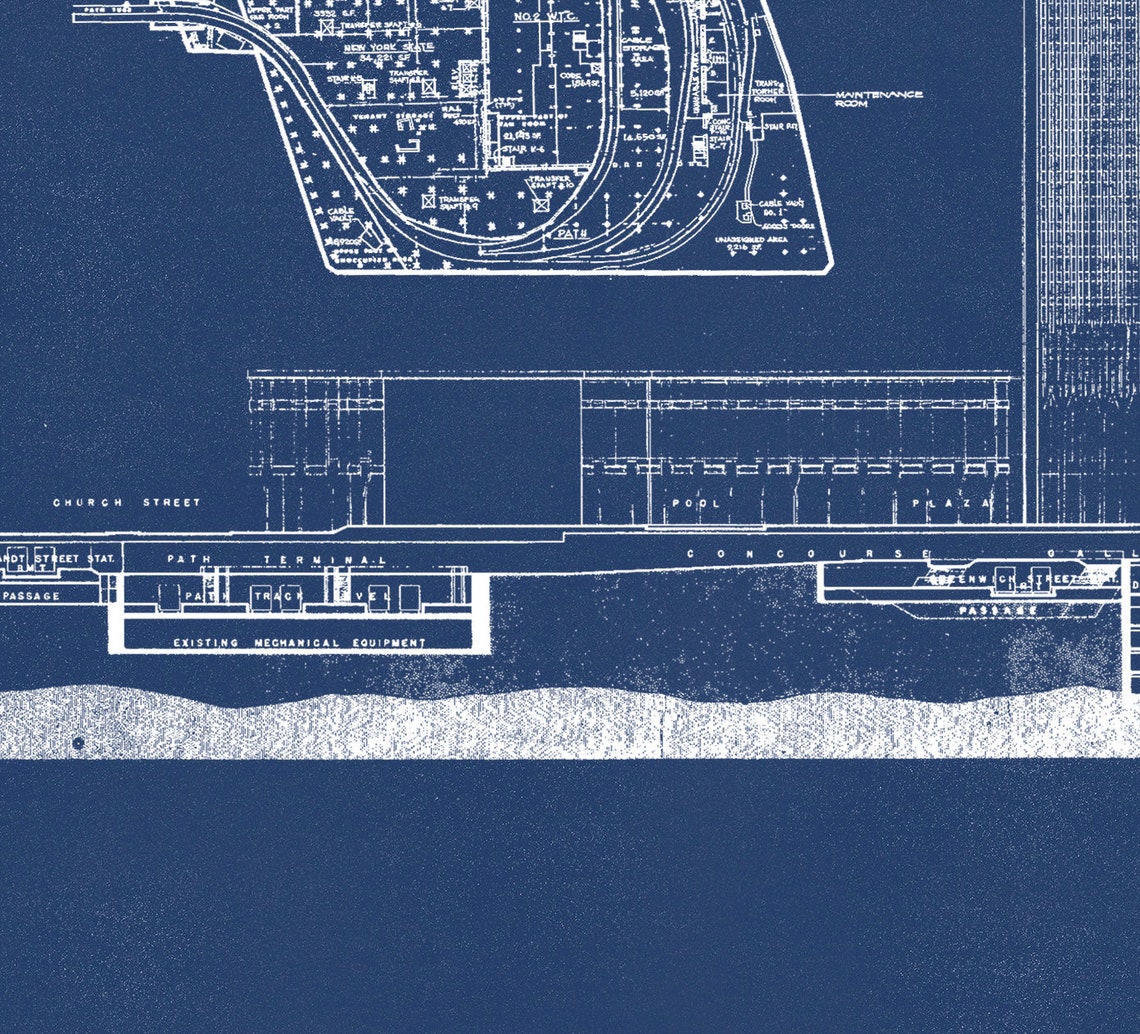 World Trade Center Blueprint Art: Vintage NYC Architecture Print - Etsy