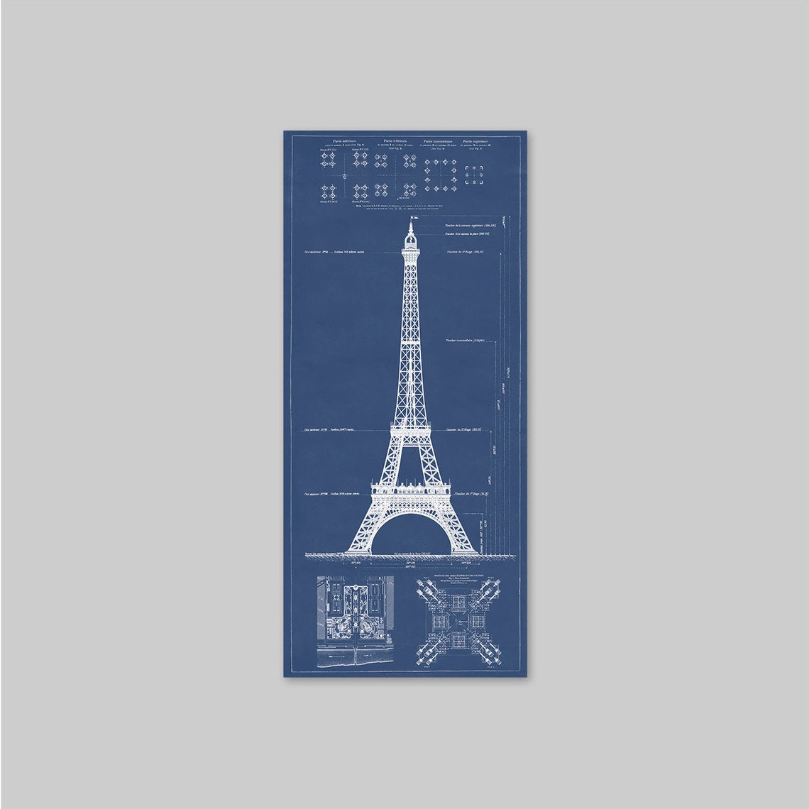 Eiffel Tower Blueprint Vintage Eiffel Tower Blue Print Art | Etsy