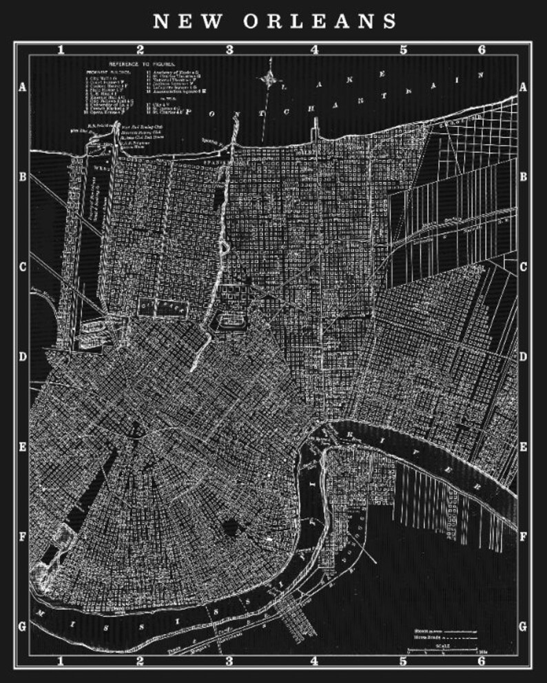 NEW ORLEANS Downtown Map Vintage New Orleans Map - Etsy