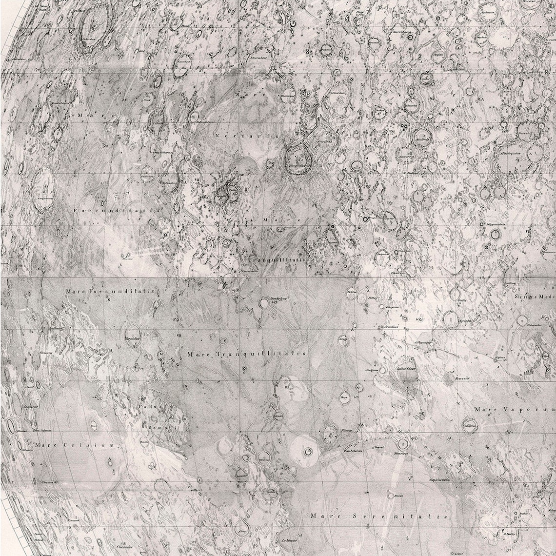LUNAR MAP of the MOON Moon Map Lunar Surface Map of the | Etsy