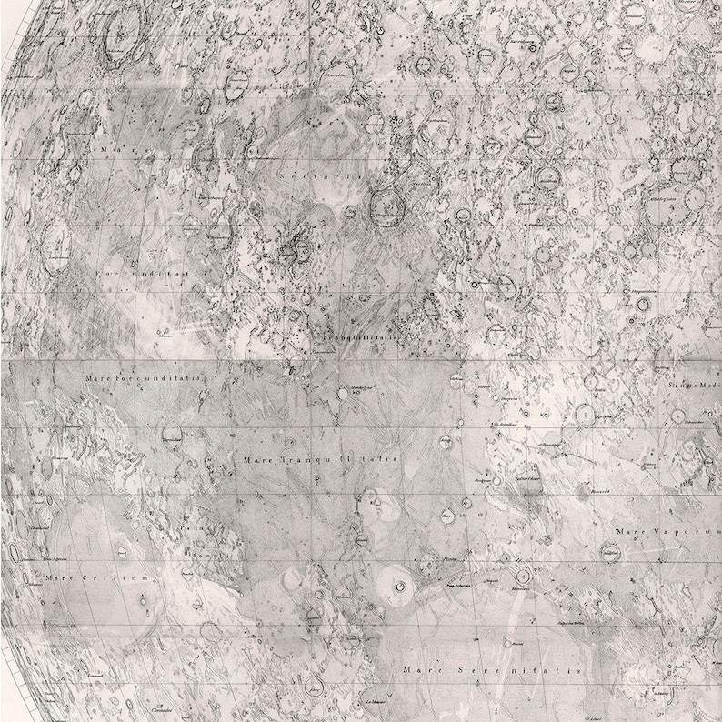 LUNAR MAP of the MOON Moon Map Lunar Surface Map of the | Etsy