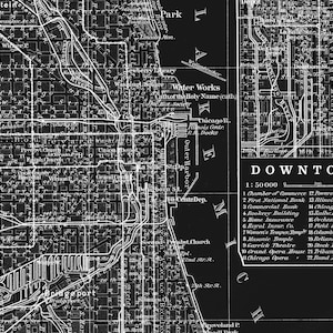 Chicago Illinois, Vintage 1900s Chicago City Map, Circa 1900s ...