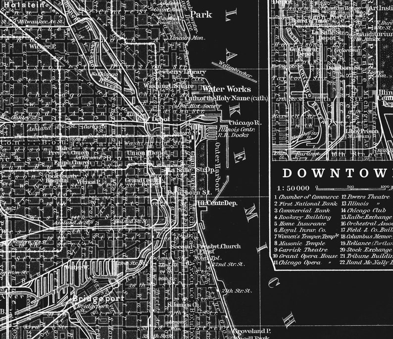 Vintage Chicago City Map Print: 1900s Lithograph, Cook County - Etsy