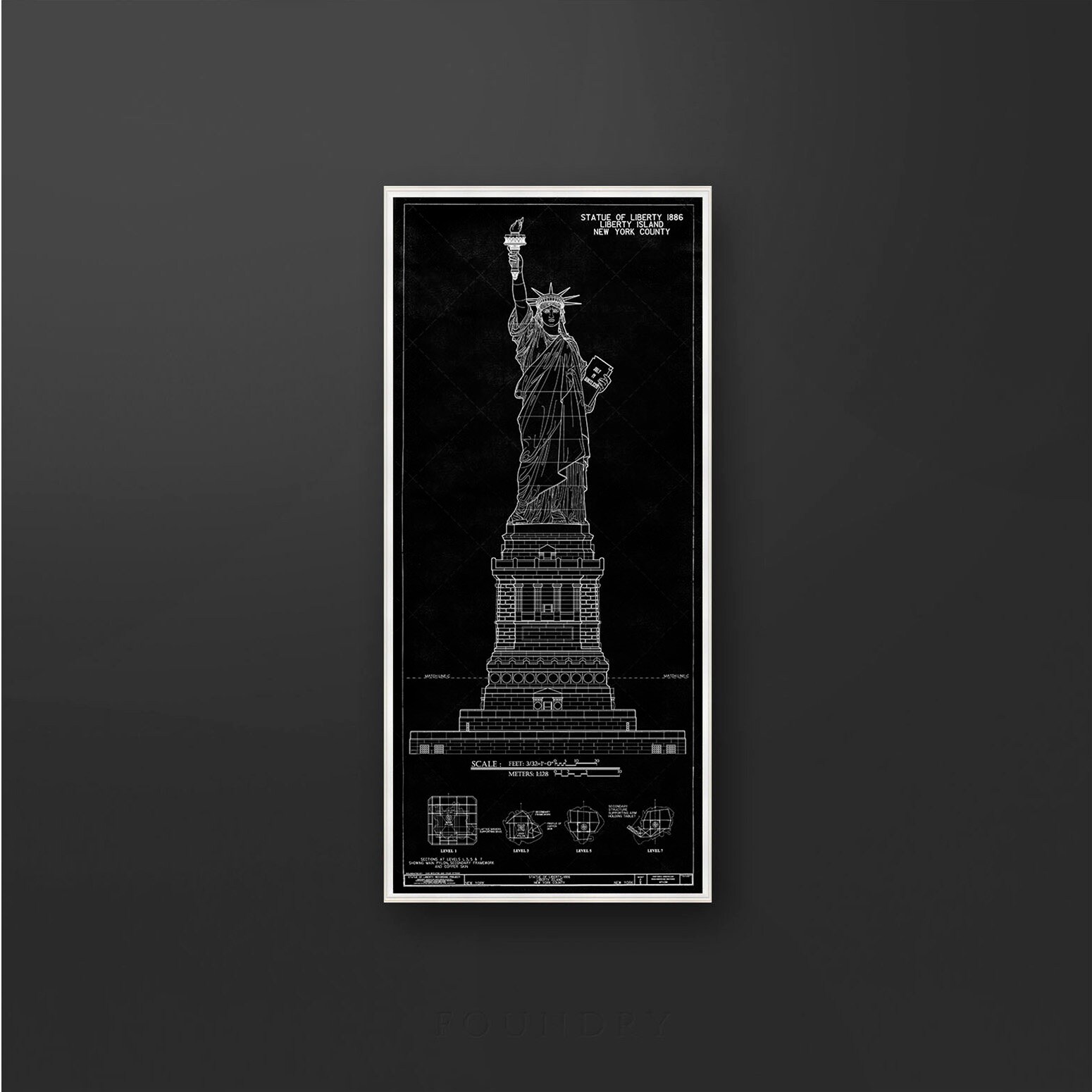 Statue of Liberty NYC Blueprint Vintage Architecture Lady - Etsy.de