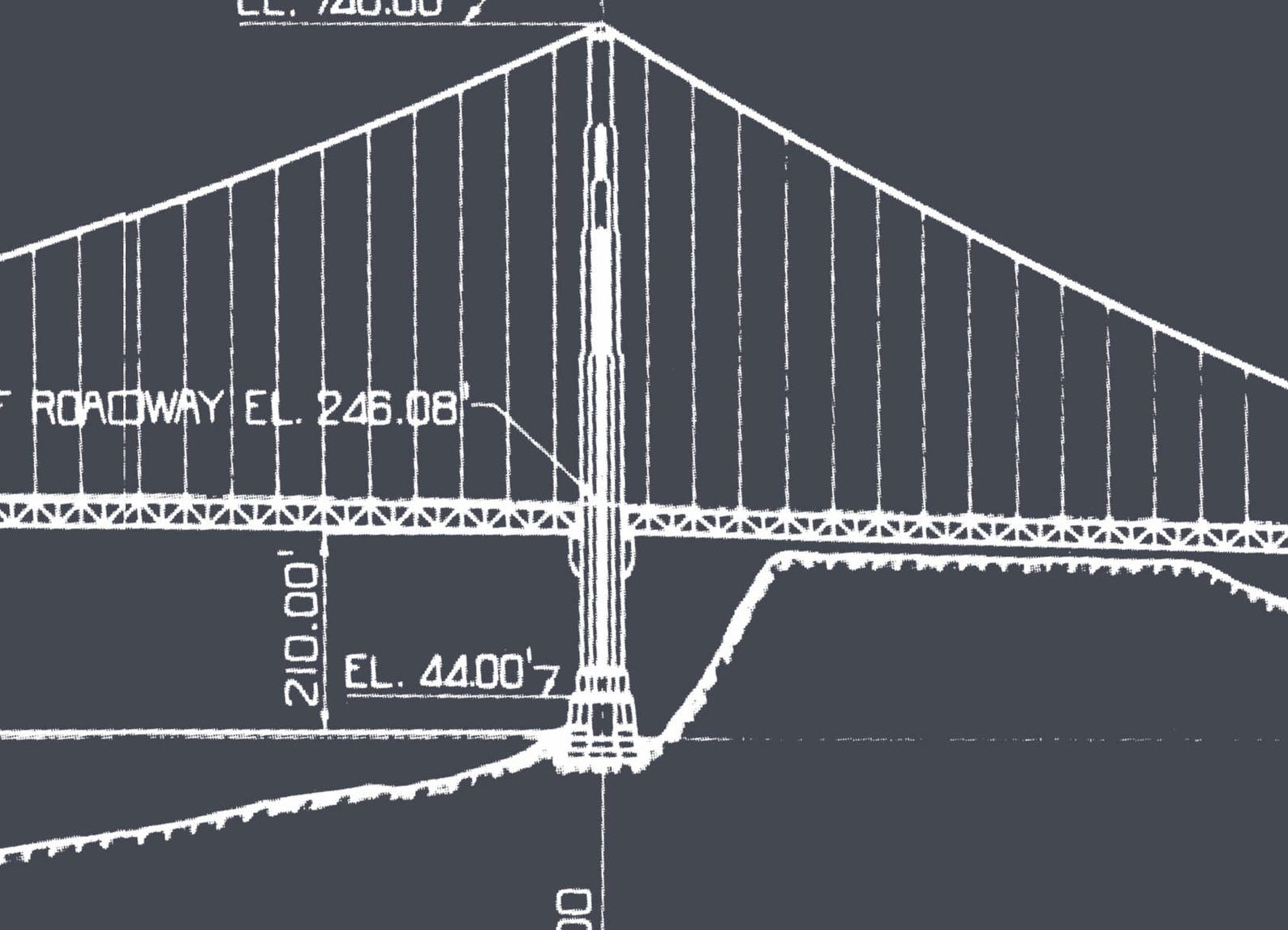 Golden Gate Bridge Blueprint SF California American - Etsy