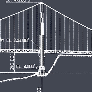 Golden Gate Bridge Blueprint, SF California, American Architecture ...