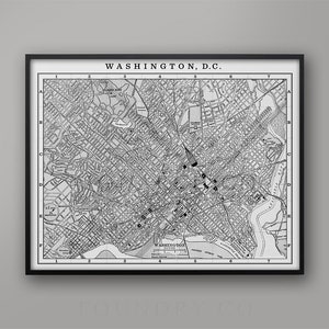 WASHINGTON DC Street Map - Vintage DC United States - Large Map Print ...