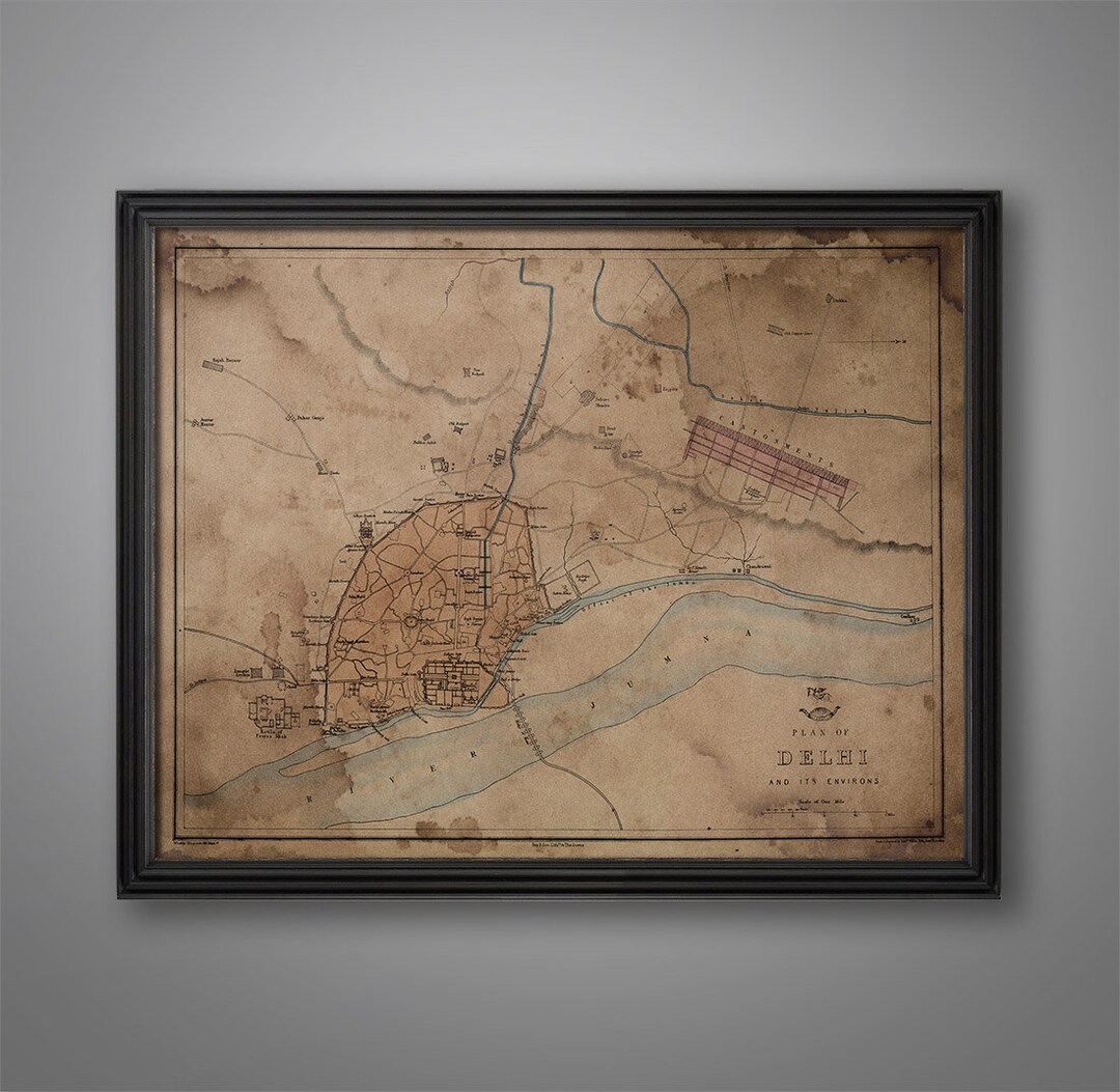 Delhi Map, Circa 1894 Delhi India Map, Vintage Map of Delhi, Haryana ...
