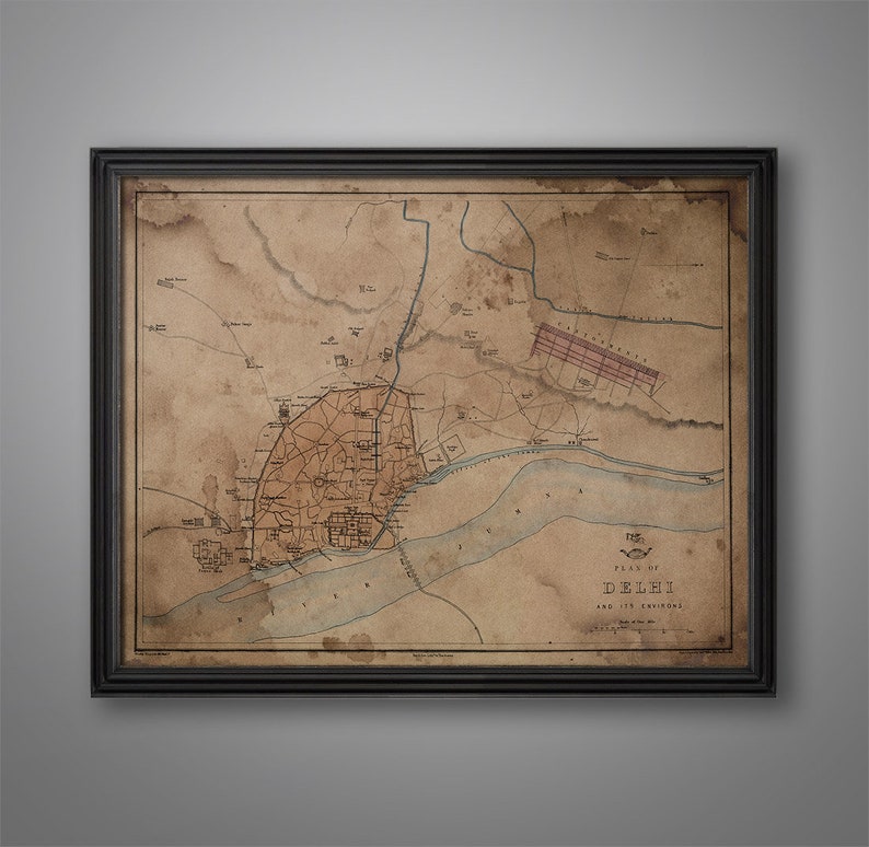 Vintage Delhi India Map Print, Circa 1894 - Etsy UK