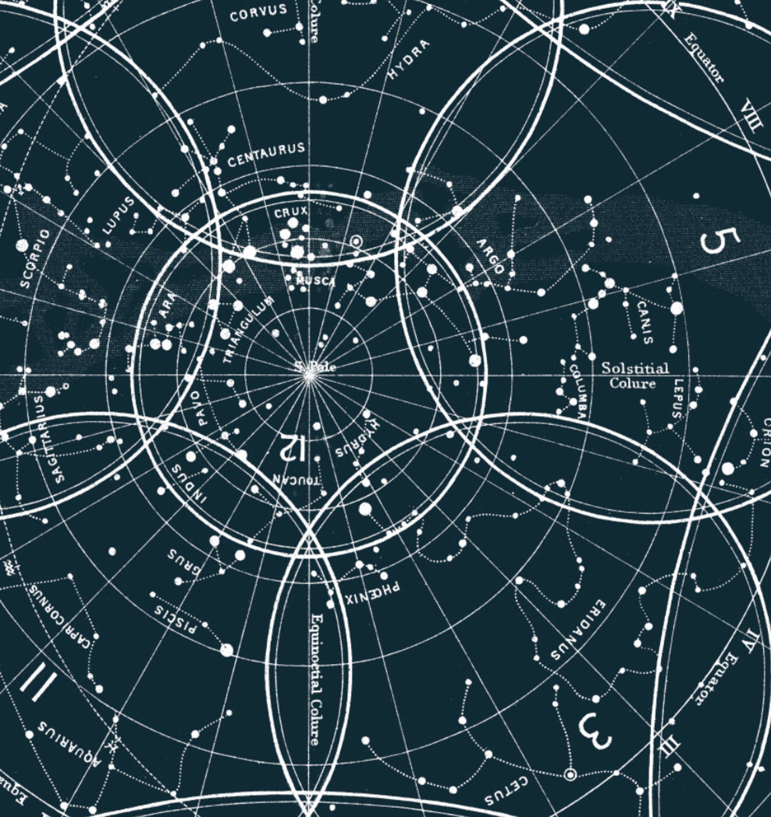 Southern Stars Celestial Chart Star Map Constellation - Etsy