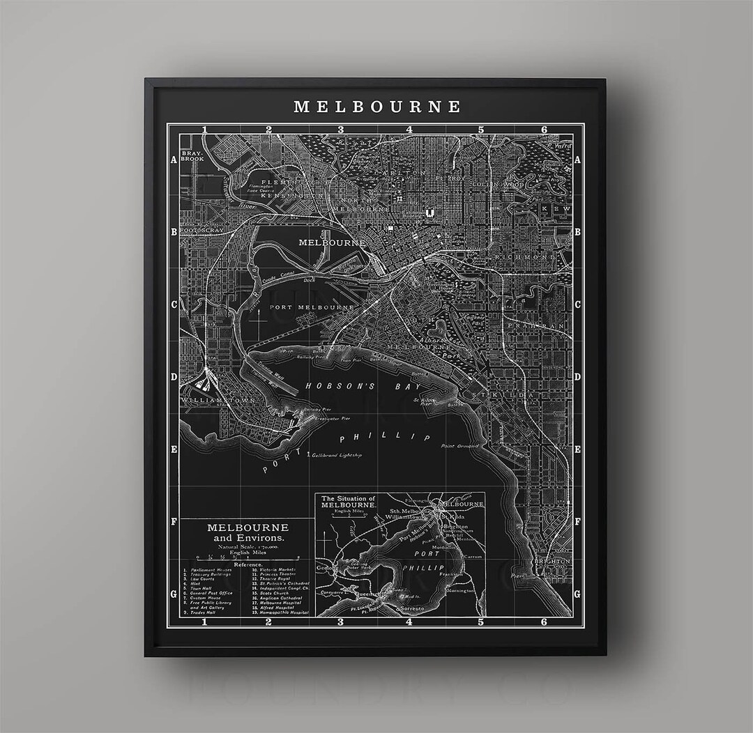 MELBOURNE CITY MAP : Vintage Melbourne Australia - Map of Melbourne ...