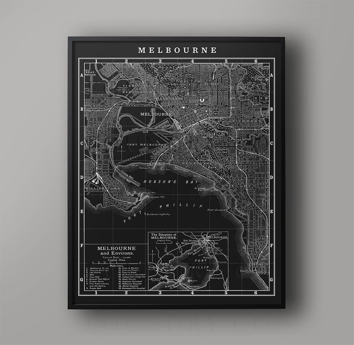 MELBOURNE CITY MAP : Vintage Melbourne Australia Map of | Etsy