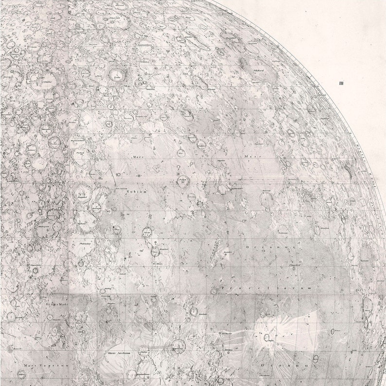 LUNAR MAP of the MOON Moon Map Lunar Surface Map of the | Etsy