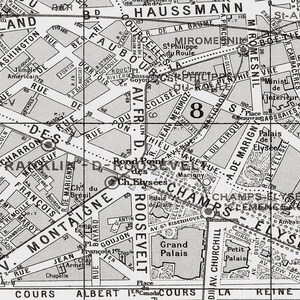 PARIS ARRONDISSEMENT MAP 8th Arrondissement Champ Elysee - Etsy