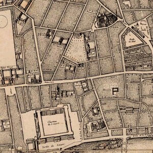 1672 Paris Map Print: Vintage French City Plan, Four Panel Wall Art - Etsy