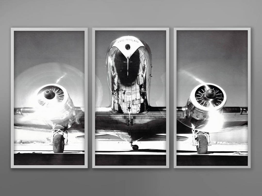 Vintage Airplane Triptych: Aviation Photography, Monochrome Art - Etsy