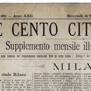 Vintage Italian Newspaper, Milan Full Cover, Circa 1887 Old Italian ...