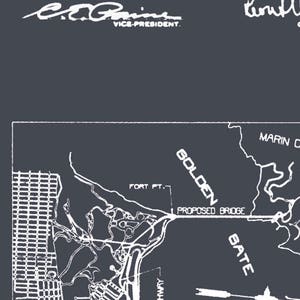 Golden Gate Bridge Blueprint, SF California, American Architecture ...