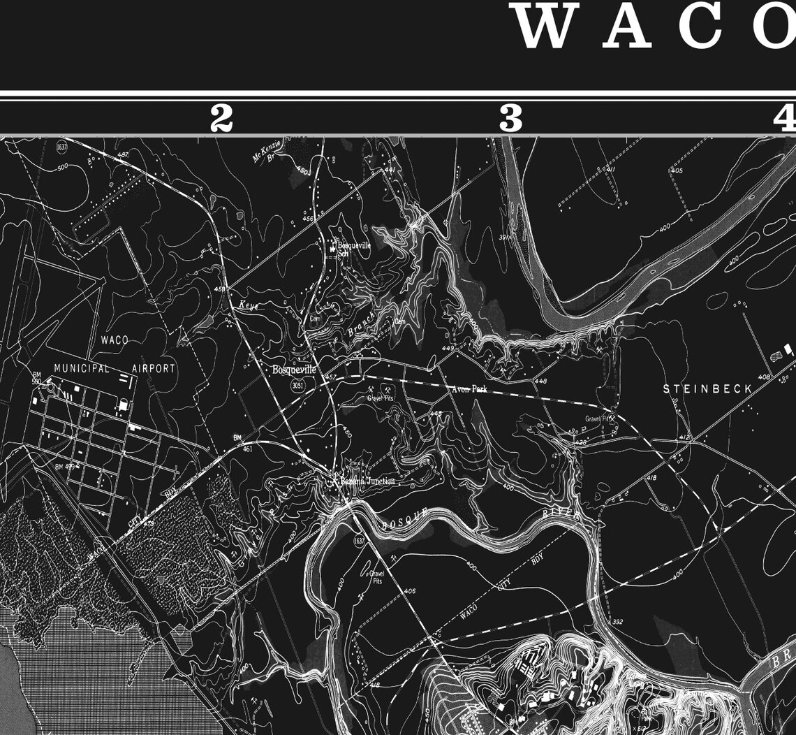 Waco Texas Street Map of Waco Vintage Artwork Style - Etsy