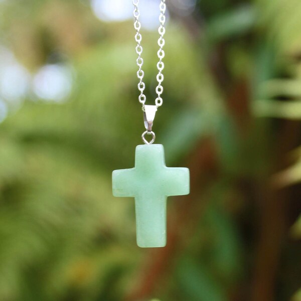 Green Cross Necklace - Etsy