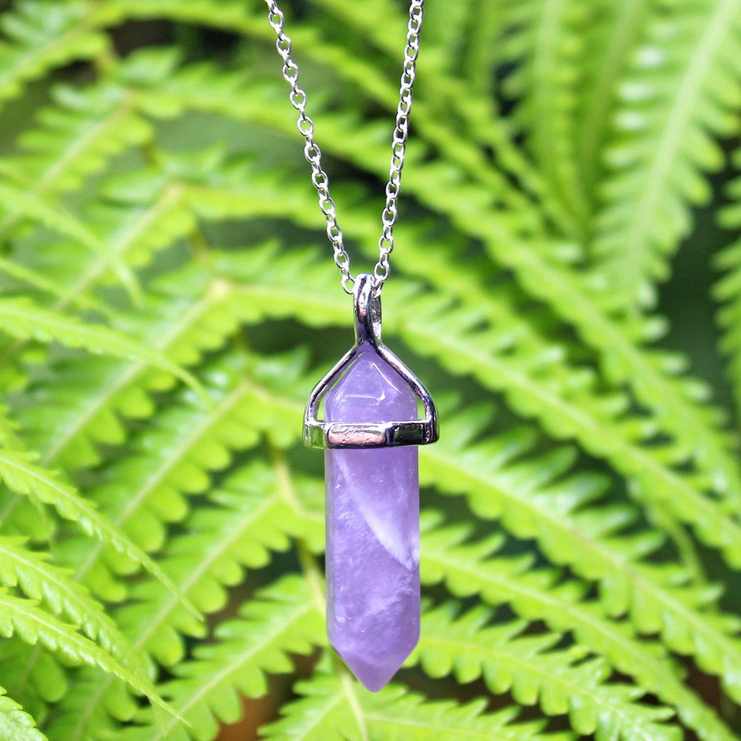 Hexagon Necklace Amethyst Necklace Hexagon Pendant Stone - Etsy