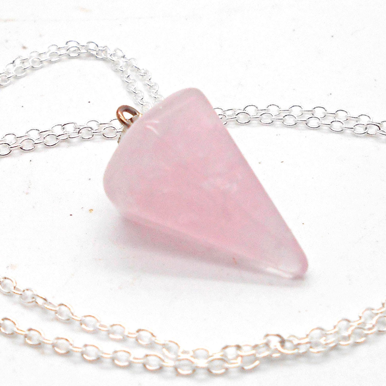 Pendulum Necklace Rose Quartz Pendulum Necklace Bohemian - Etsy