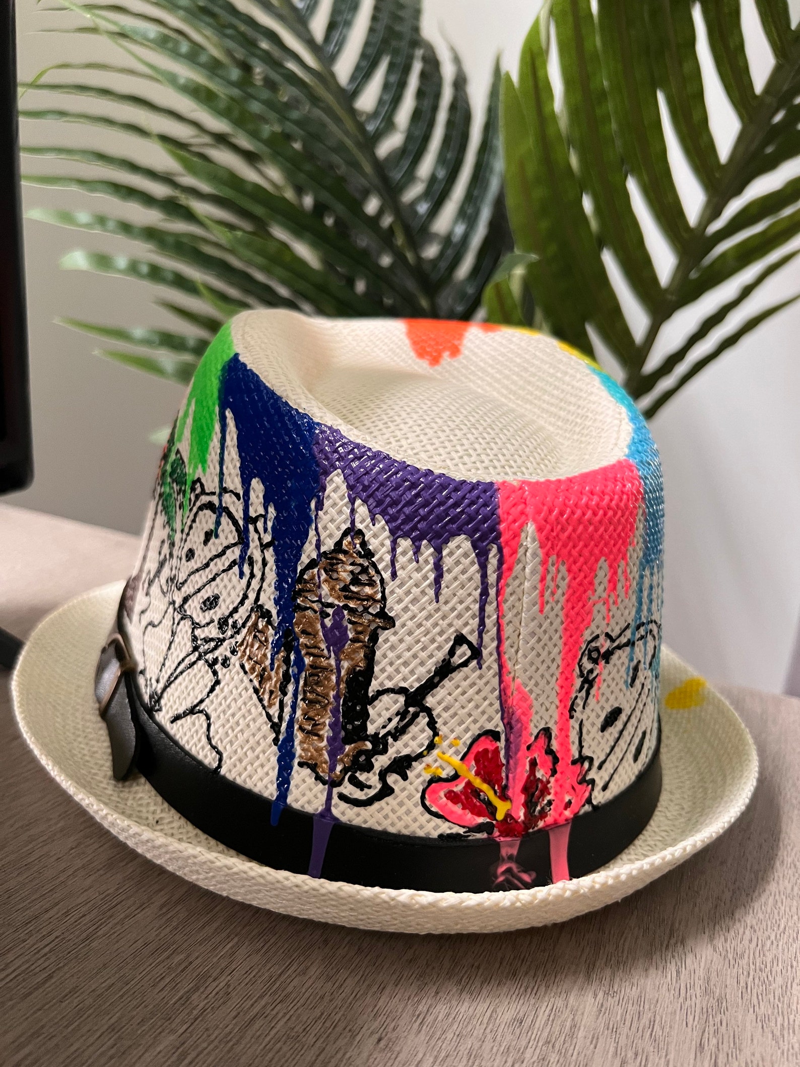 Hand Painted Fedora Paint Drip Puerto Rico by Izis La - Etsy