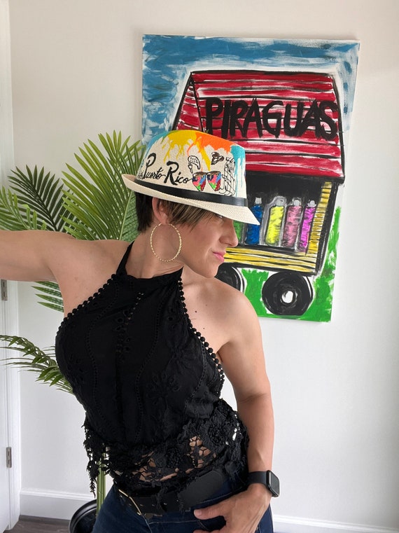 Hand Painted Fedora Paint Drip Puerto Rico by Izis La - Etsy