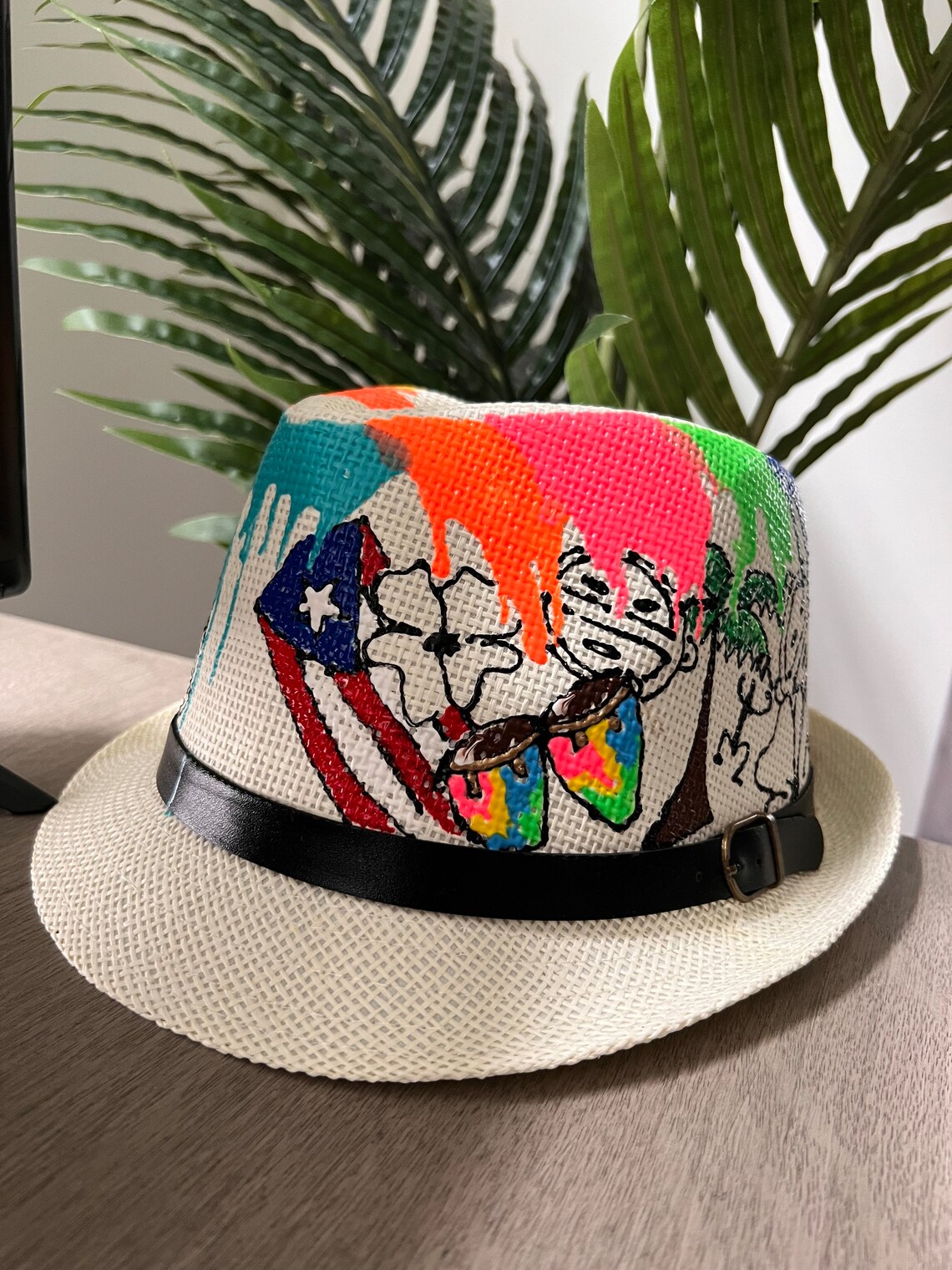 Hand Painted Fedora Paint Drip Puerto Rico by Izis La - Etsy