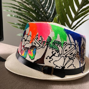 Hand Painted Fedora Paint Drip Puerto Rico by Izis La Enfermera - Etsy